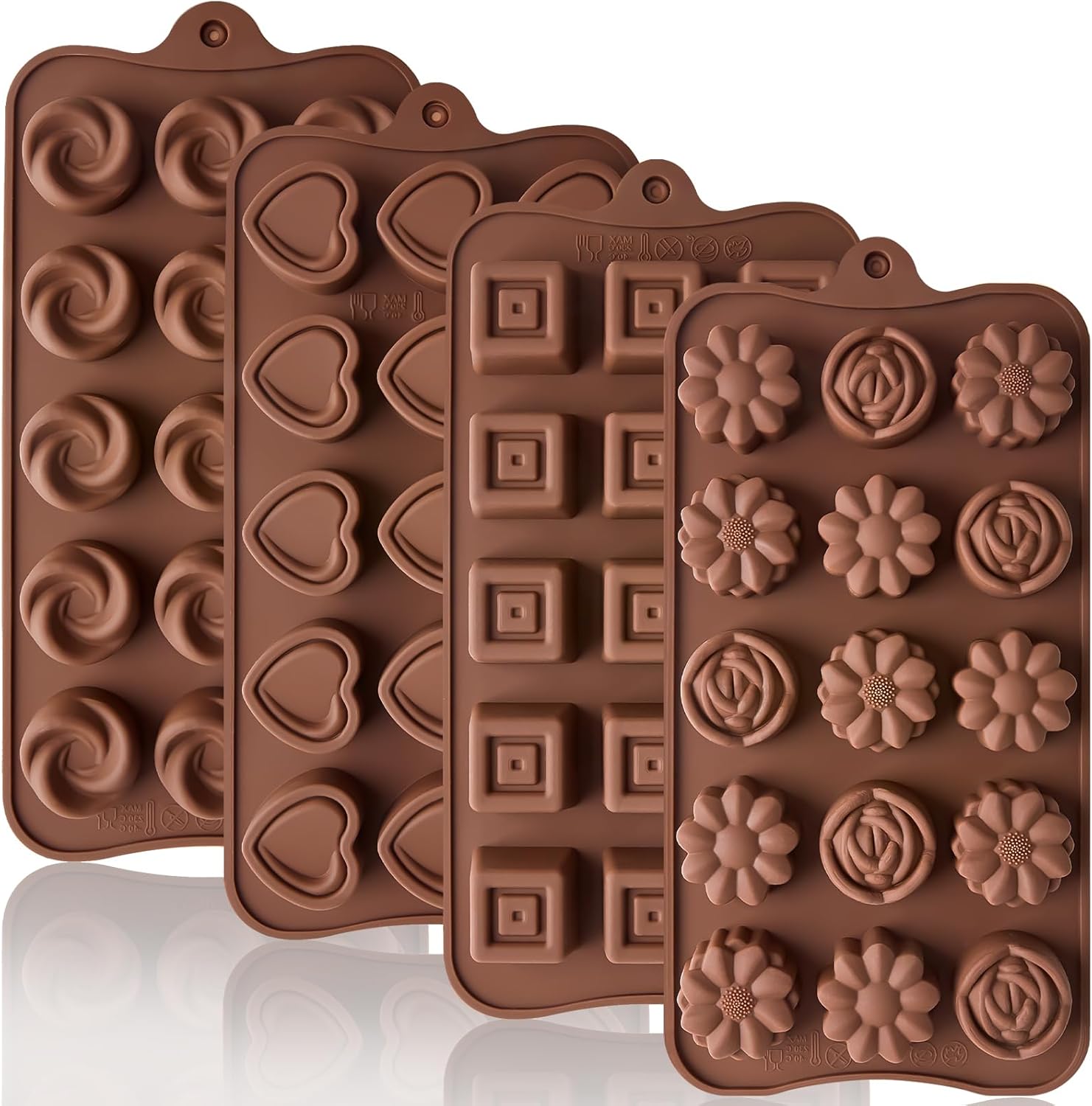 Amazon.com: CLUEWR Silicone Chocolate Molds, 15-Cavity Non-Stick Candy ...