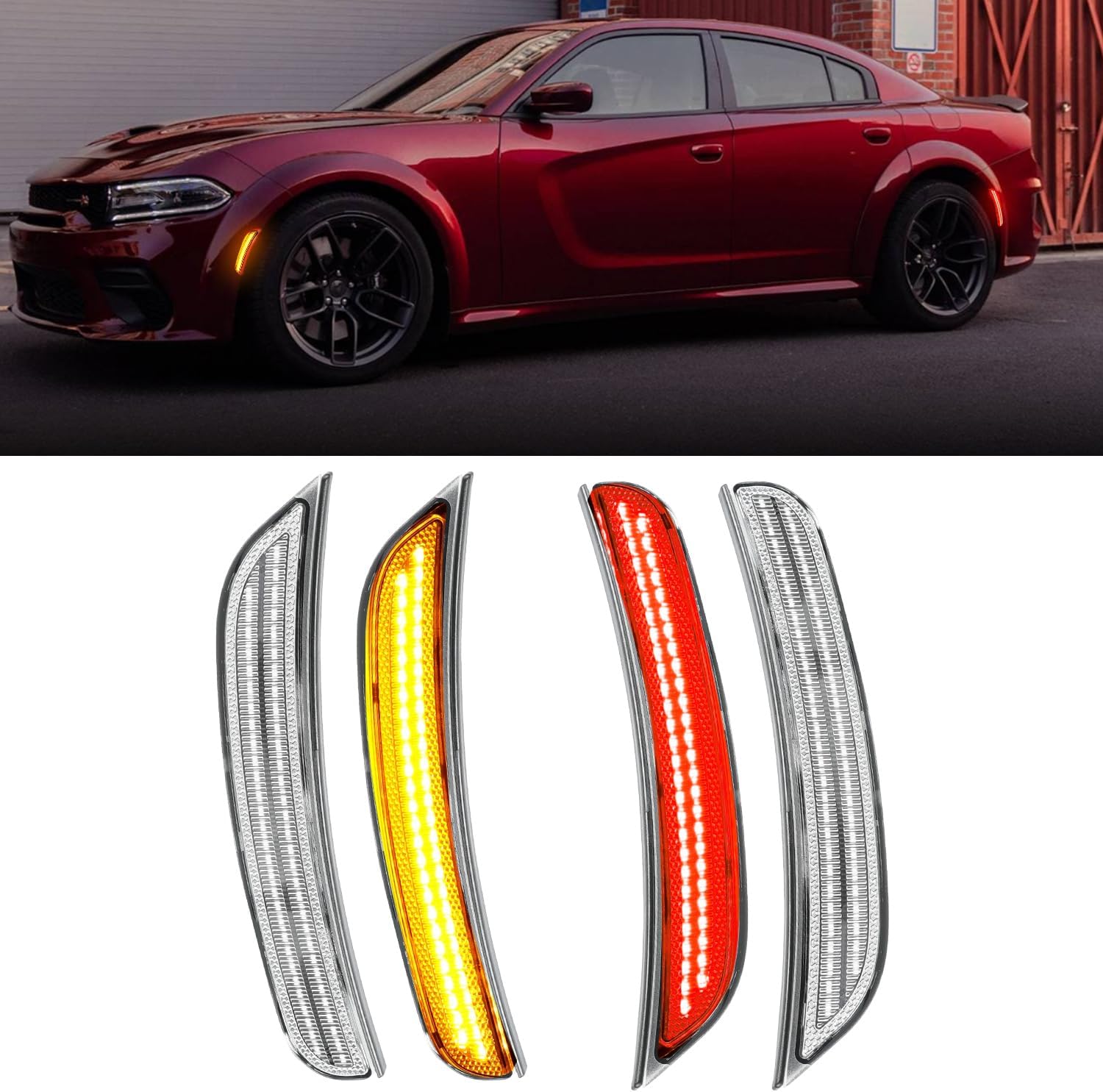 Amazon.com: ROCCS 4PCS LED Amber & Red Side Marker Lights Compatible ...