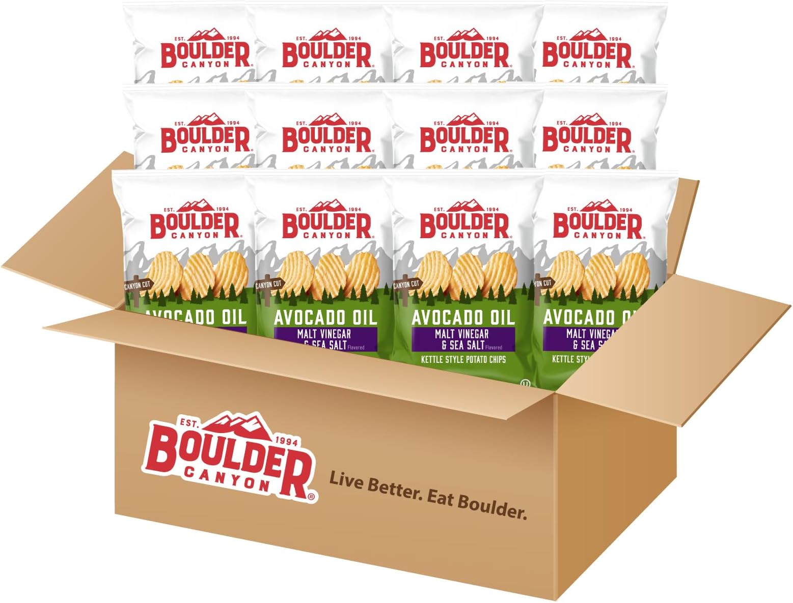 Amazon.com: Boulder Canyon Kettle Cooked Potato Chips Wavy Cut 5.25 oz ...