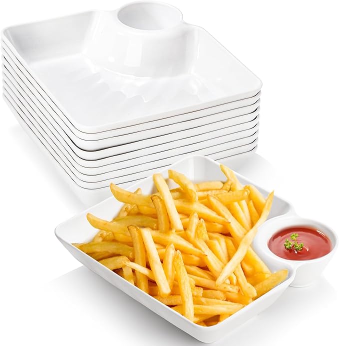 Amazon.com | Lawei 10Pcs Chips and Dip Plates, Plastic Serving Platter ...