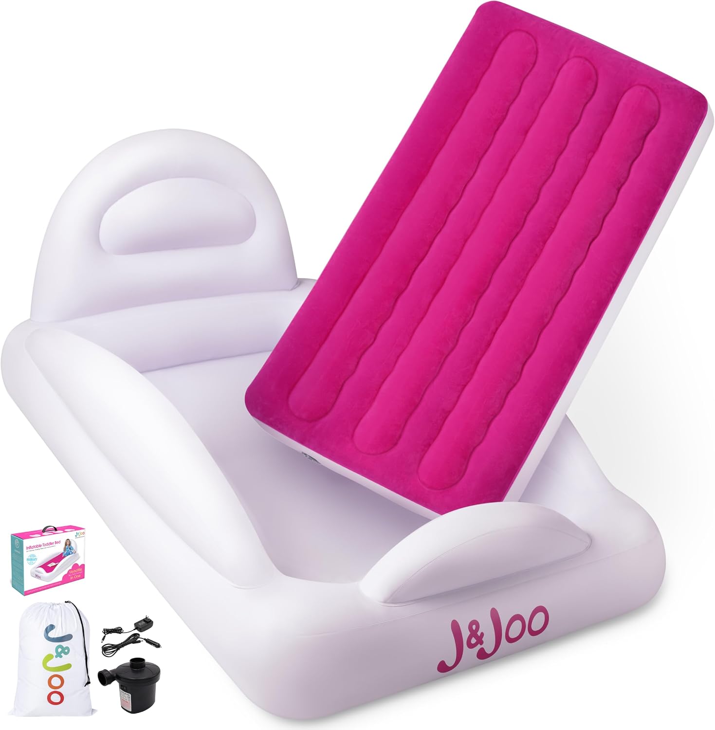Amazon.com: J&JOO Inflatable Toddler Travel Bed with Safety Bumpers ...