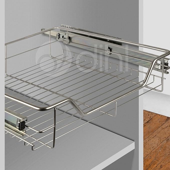 Pack of 2 600mm Pull Out Chrome Wire Basket Drawers for Kitchen ...