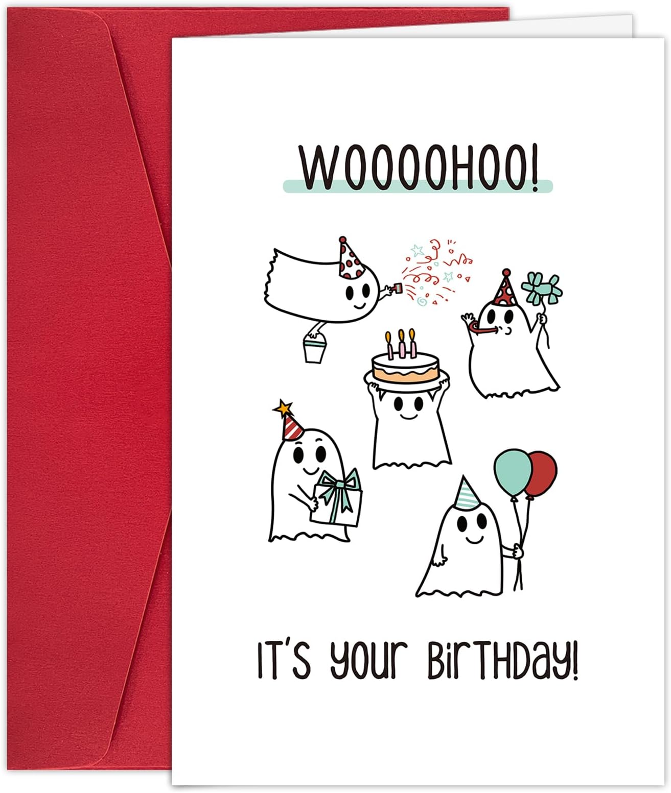 Amazon.com: Cute Ghost Birthday Card for Women Men, Happy Halloween ...