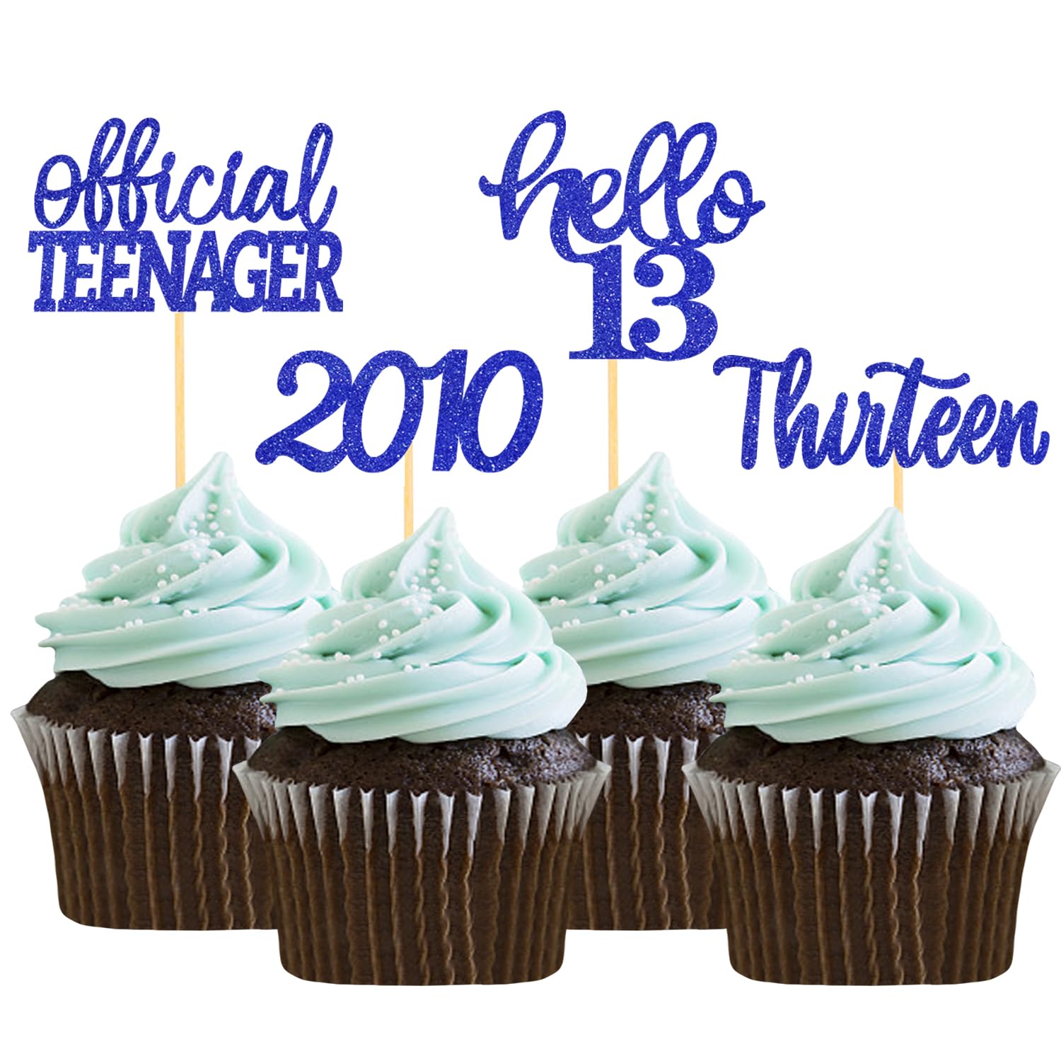 Amazon.com: 24Pcs Glitter 13th Birthday Cupcake Toppers, Hello 13th ...