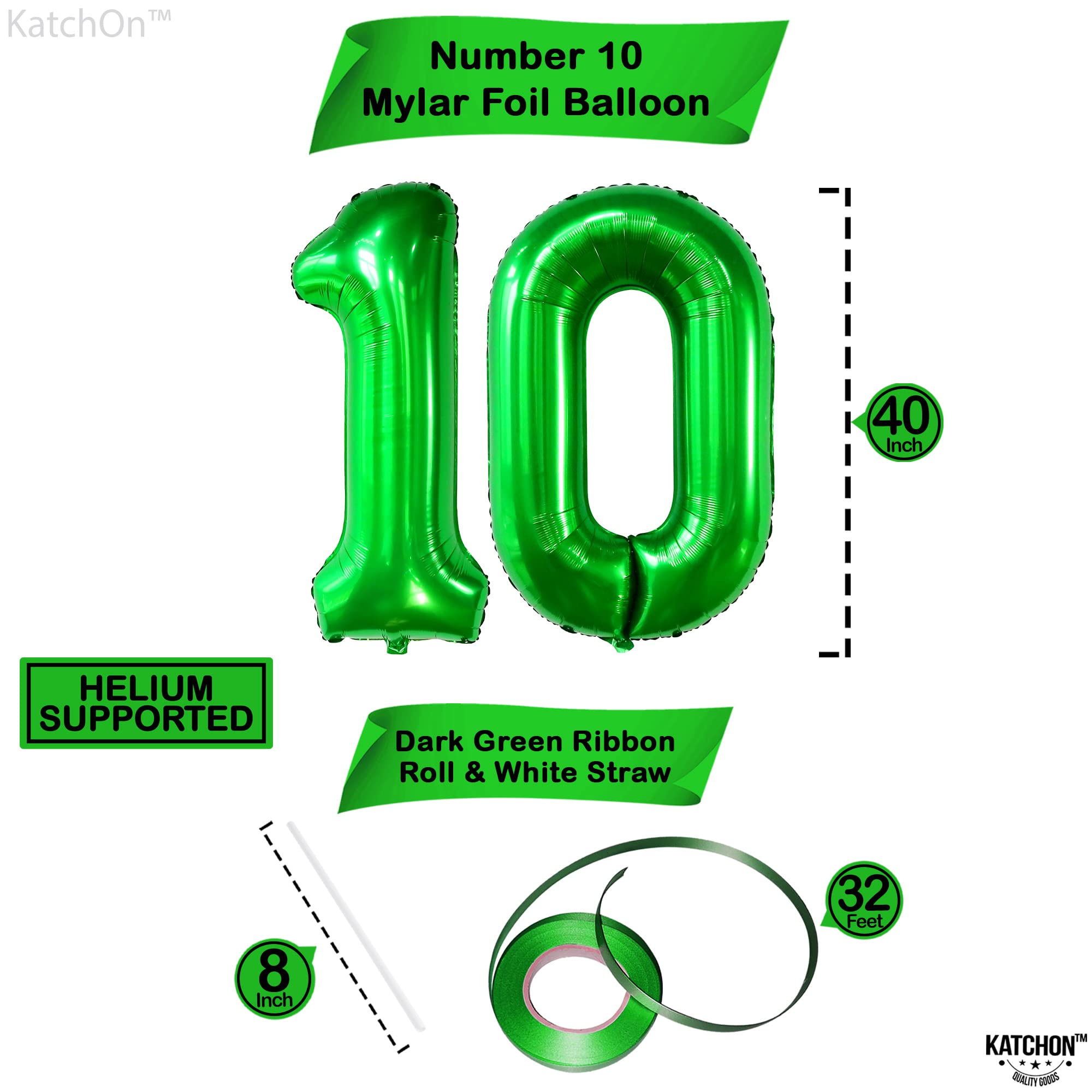 Snapklik.com : Giant Dark Green 10 Balloon Number - 40 Inch 10th ...