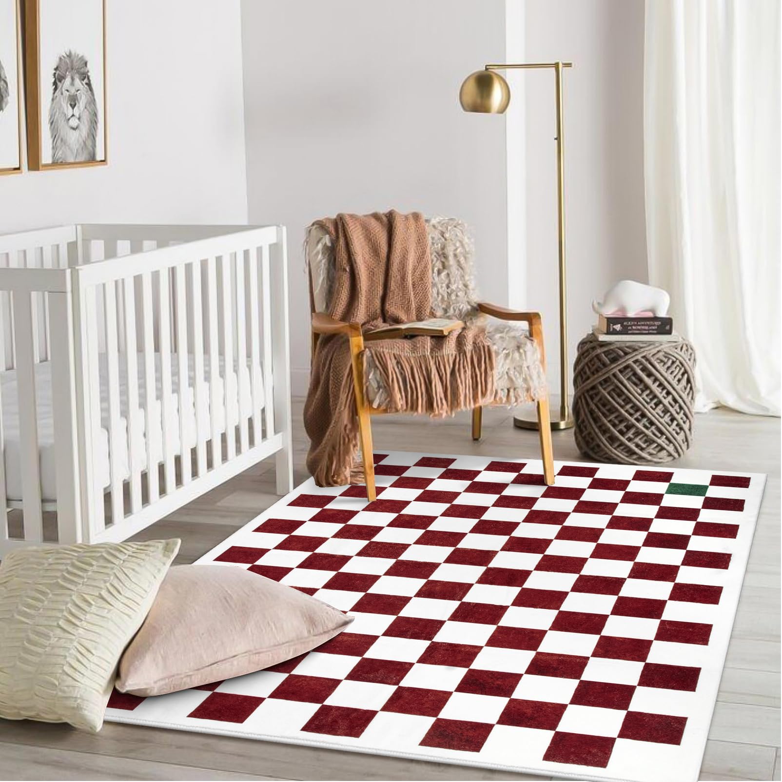 Wonnitar Washable Checkered 5x7 Area Rug,Non-Slip Large Living Room ...