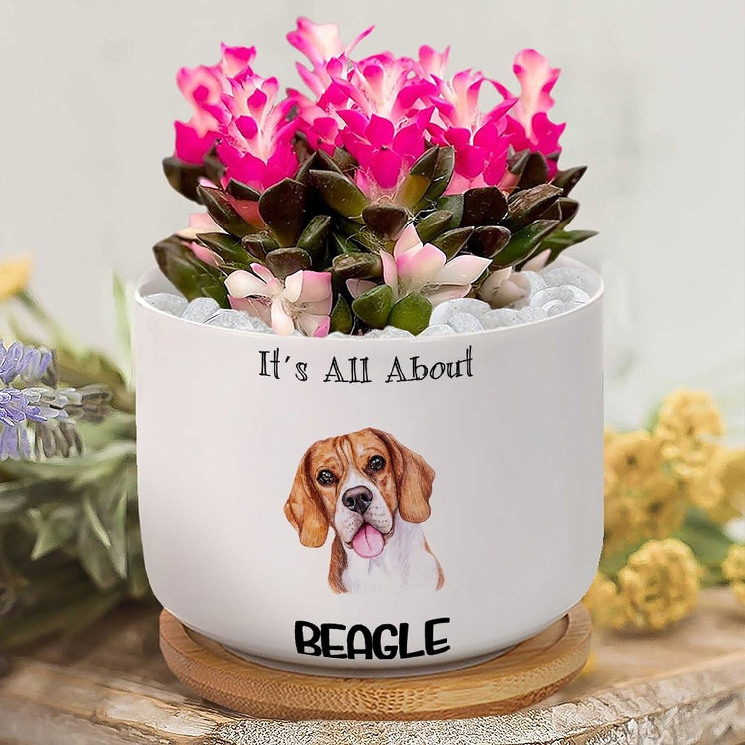 Amazon.com: Yelolyio It's All about Beagle Planters Ceramic Dog Mom ...