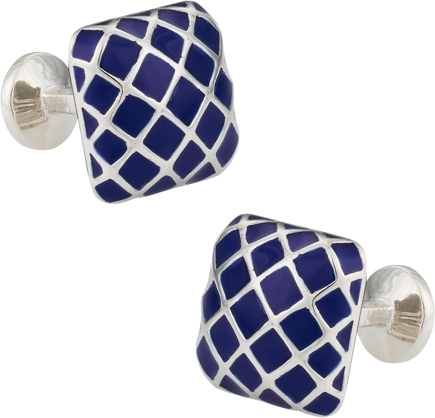 Amazon.com: Cuff-Daddy Blue Patterned Domed Enamel Silver Cufflinks ...
