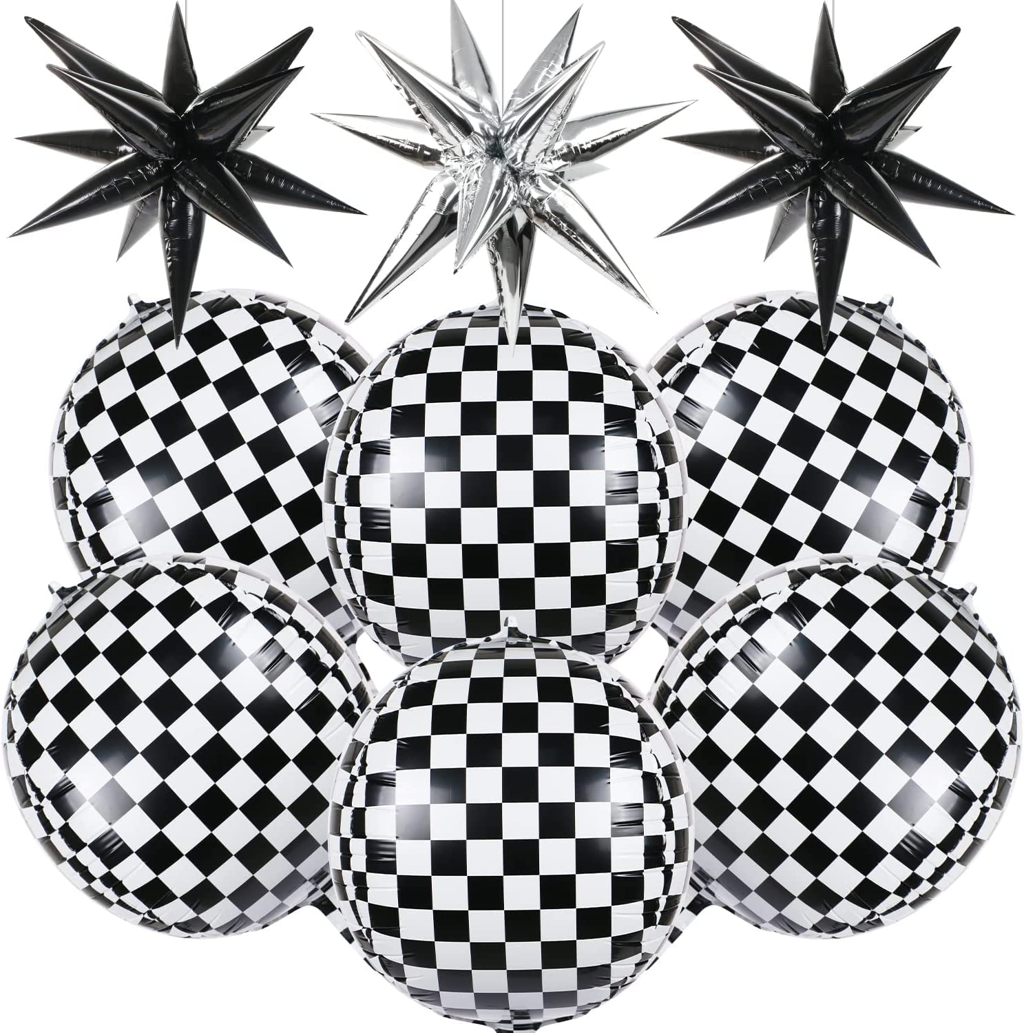 Amazon.com: 106 Pieces Race Car Checkered Balloons with Explosion ...