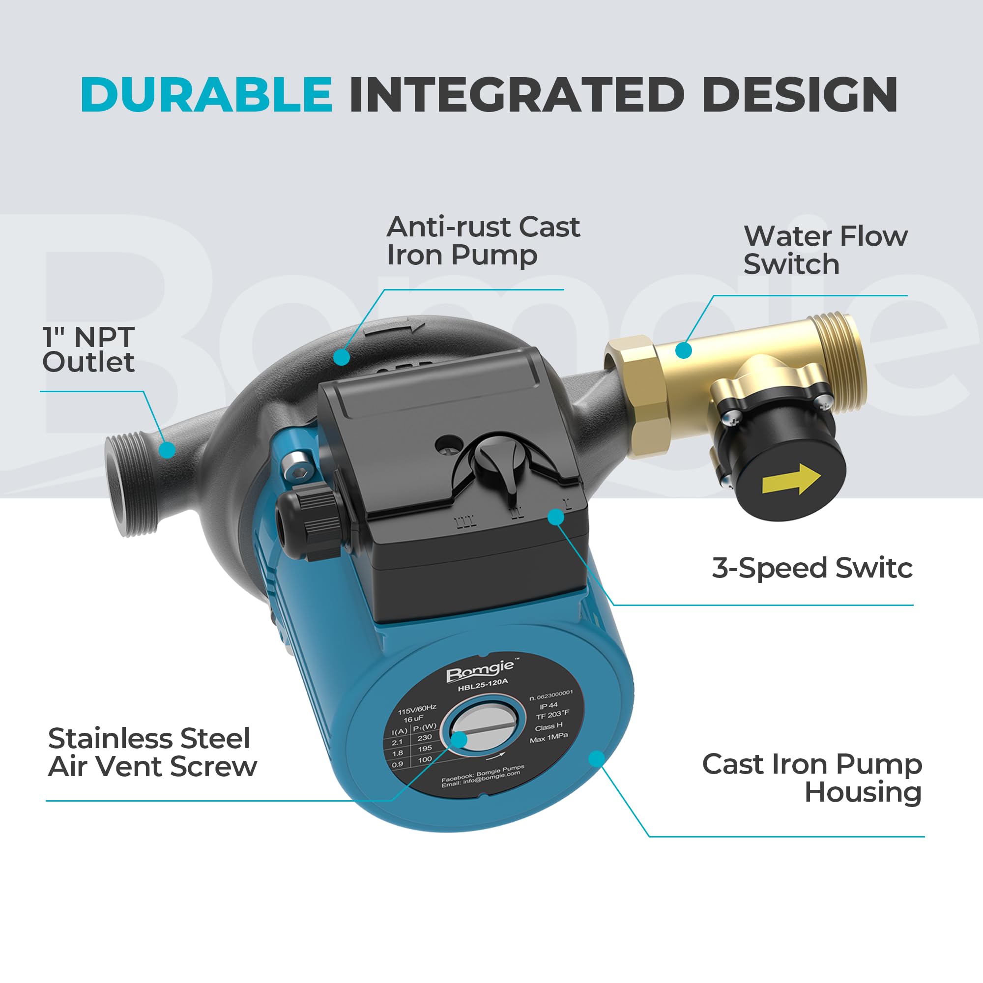 Snapklik.com : Hot Water Recirculating Pump 3-Speed 115V 270W, 583LPM ...