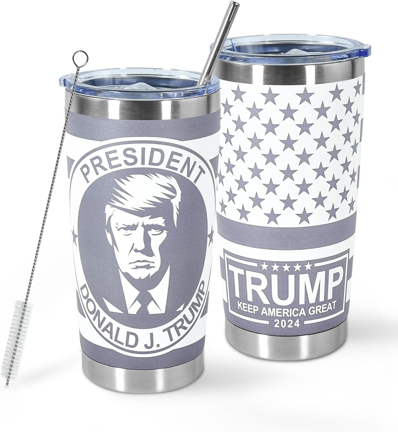 Amazon.com | Icesip 20 oz Trump 2024 coffee Tumbler with Lid and Straw ...