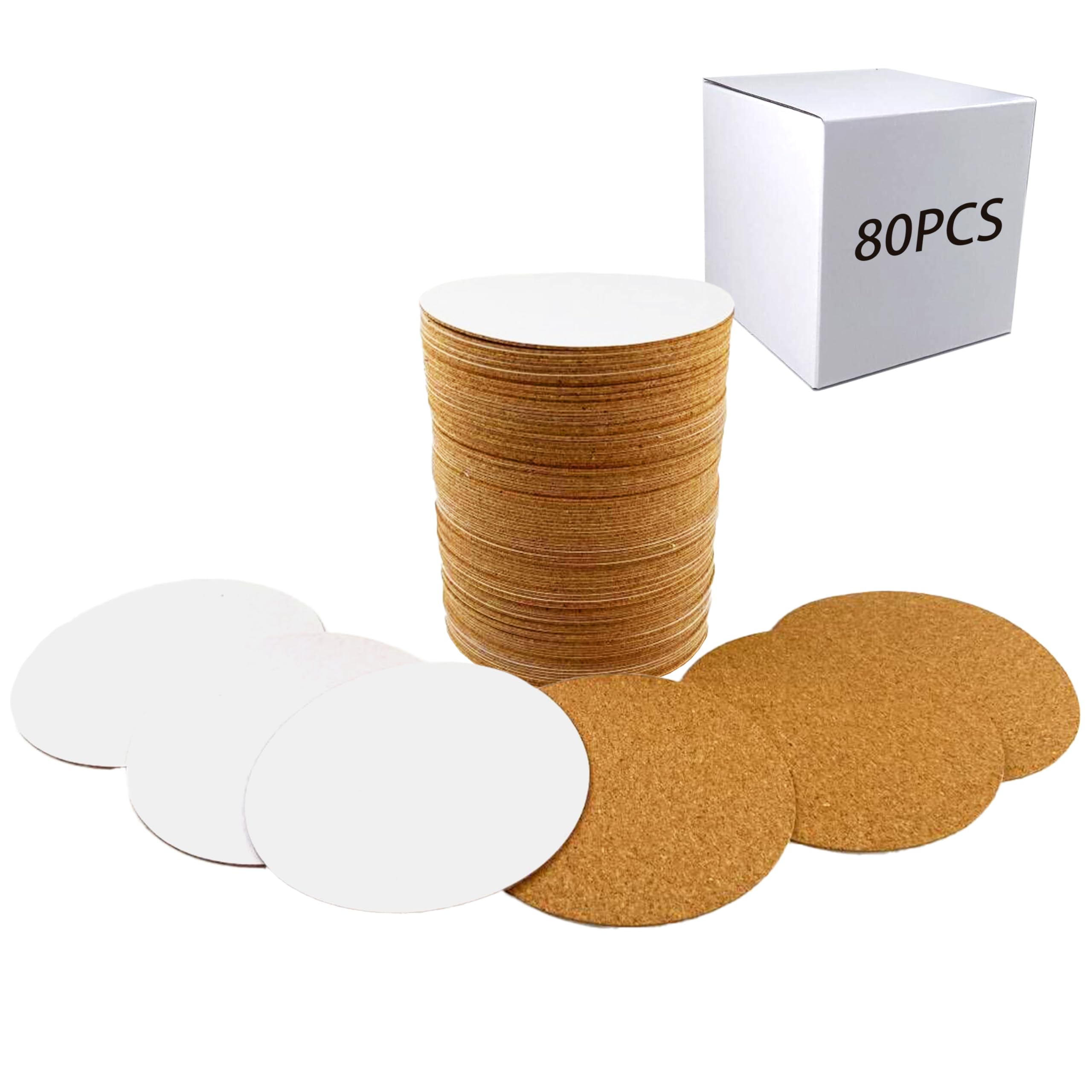 Amazon.com: Hosawtek 80 PCS Round Self-Adhesive Cork Backing Sheets ...
