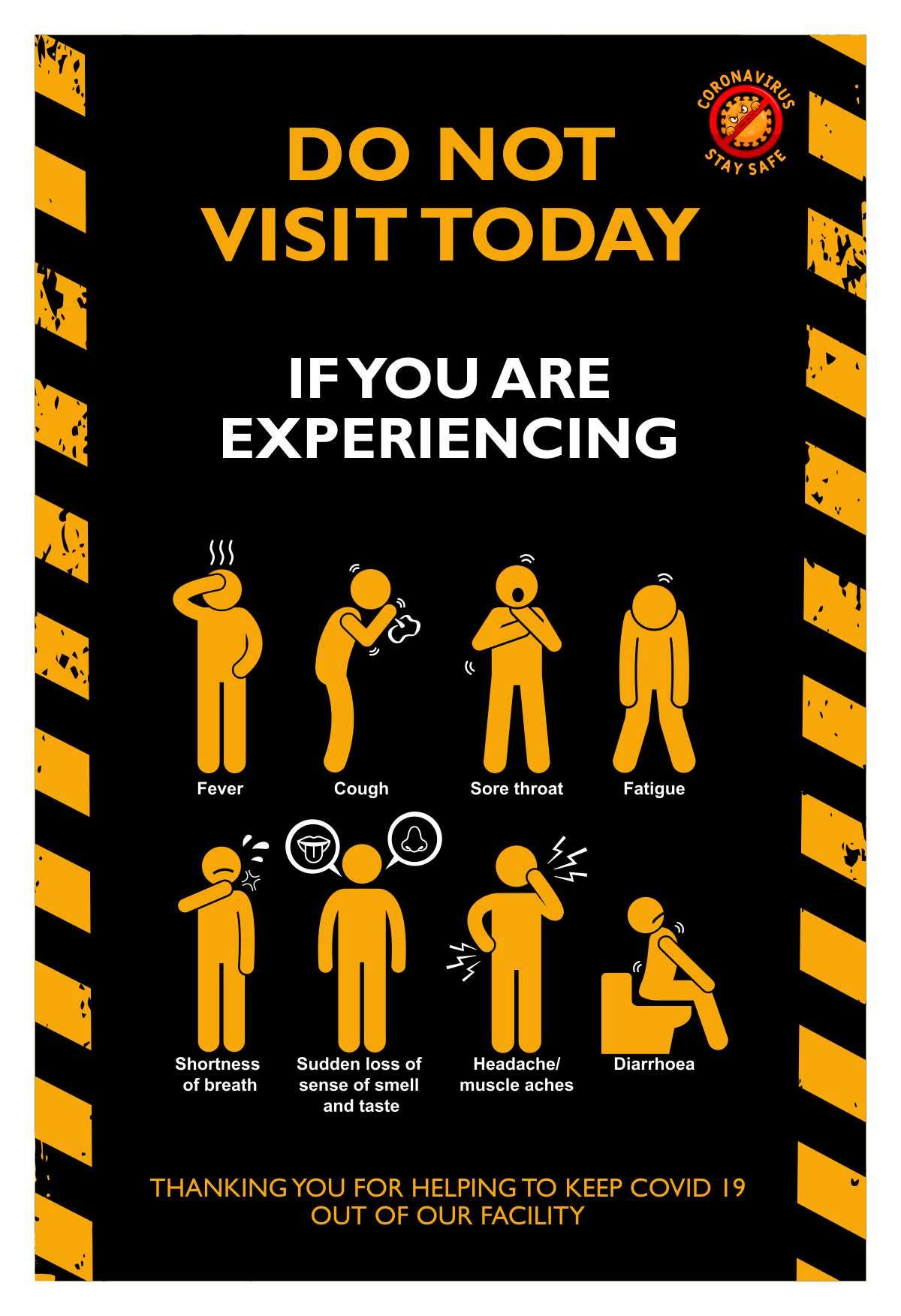 Josco Printers Corona Safety Poster Symptoms 12x18 Inches Health Poster ...