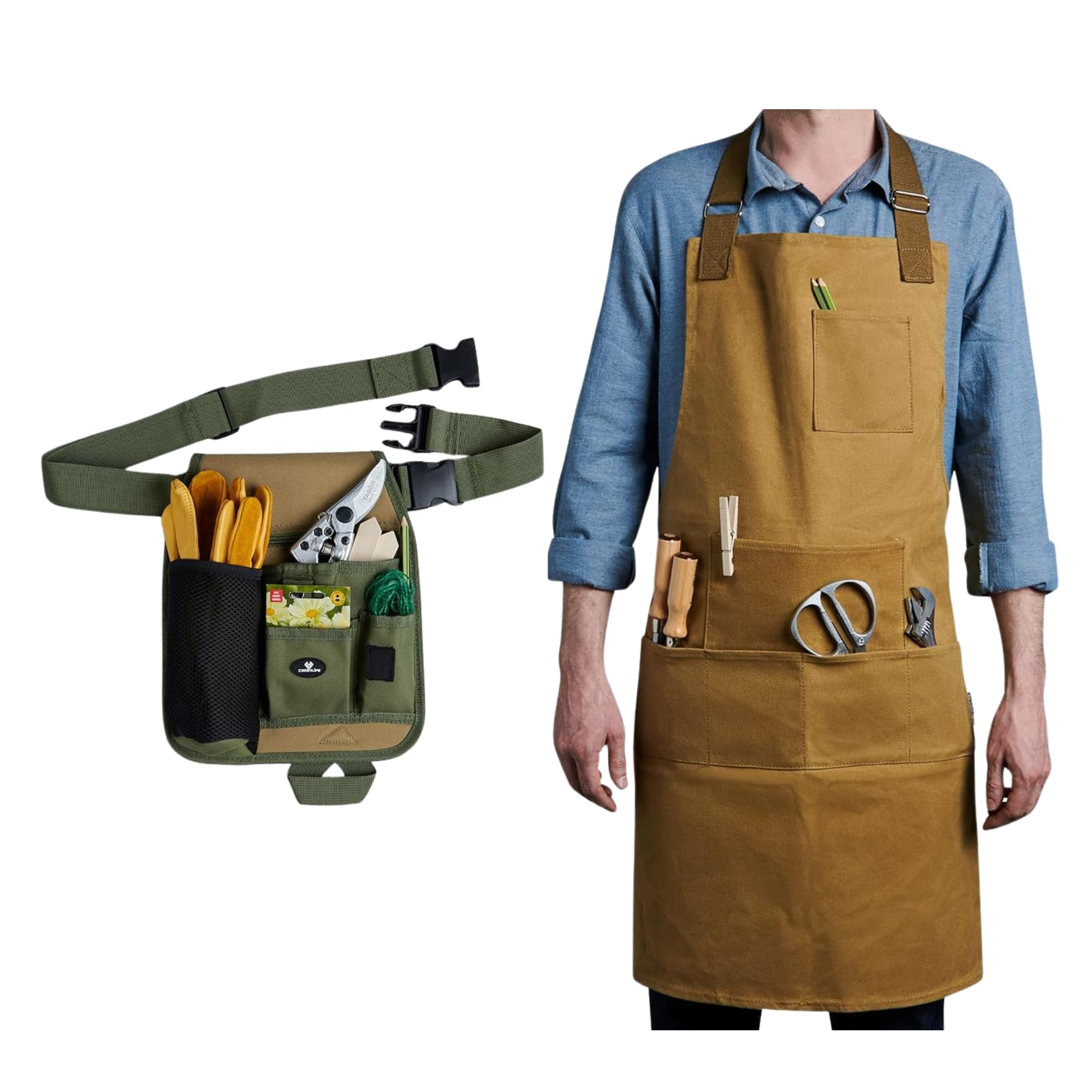Case4Life Heavy Duty Garden Tool Bundle - Waxed Canvas Work Apron ...