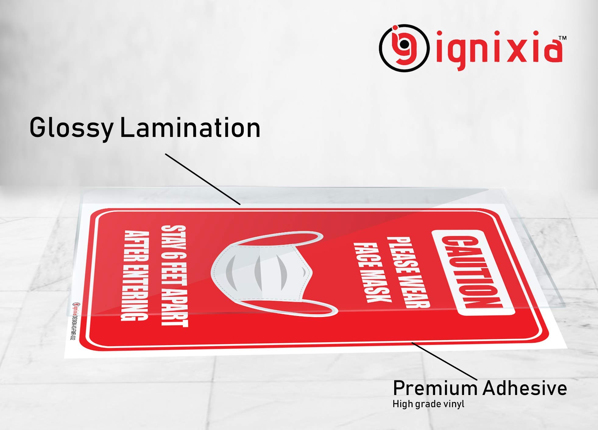 Buy IGNIXIA Face Mask Required Sign Stickers Size Digital Printed Fade ...