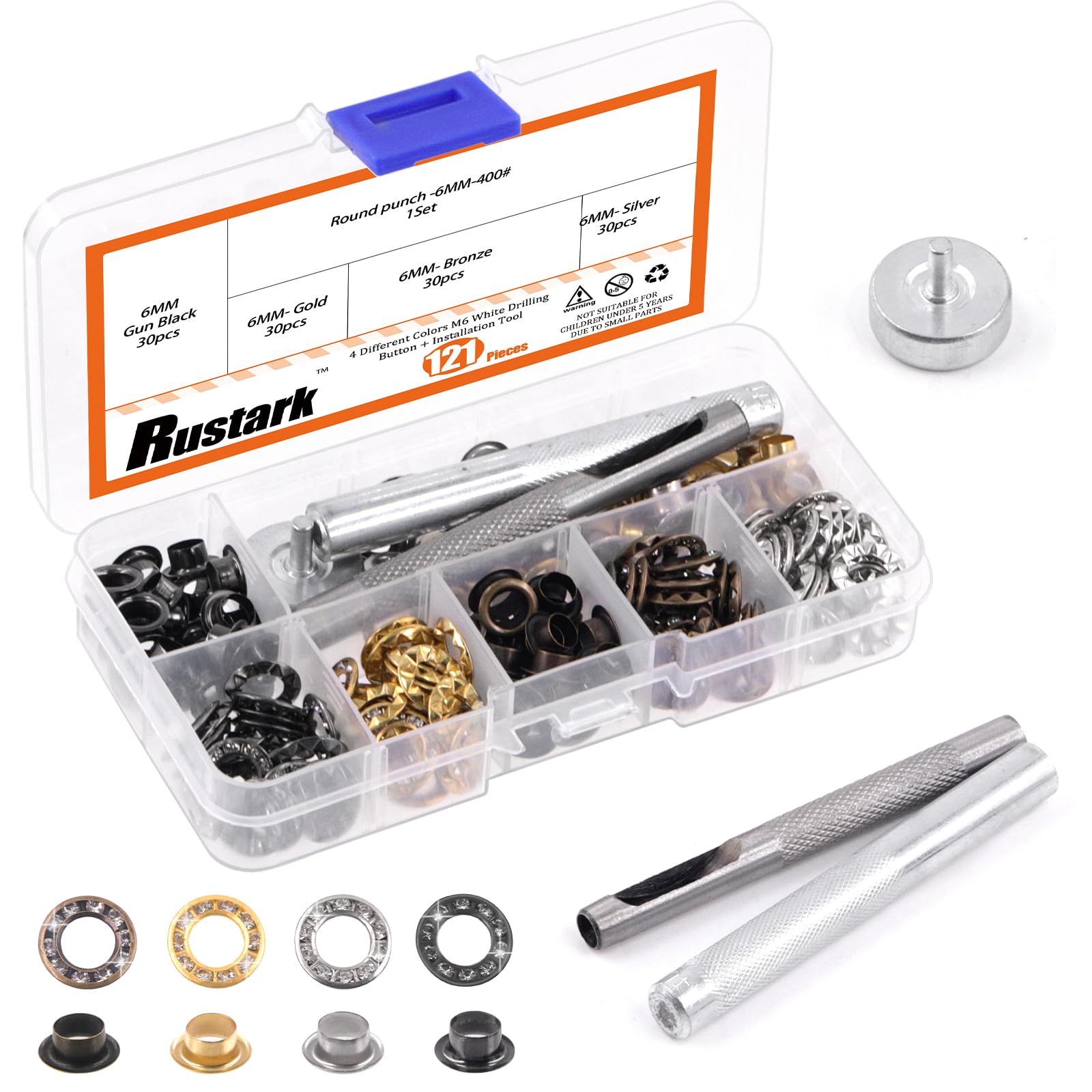 Amazon.com: Rustark 121Pcs 4 Colors 1/4 inch Eyelets Grommets ...