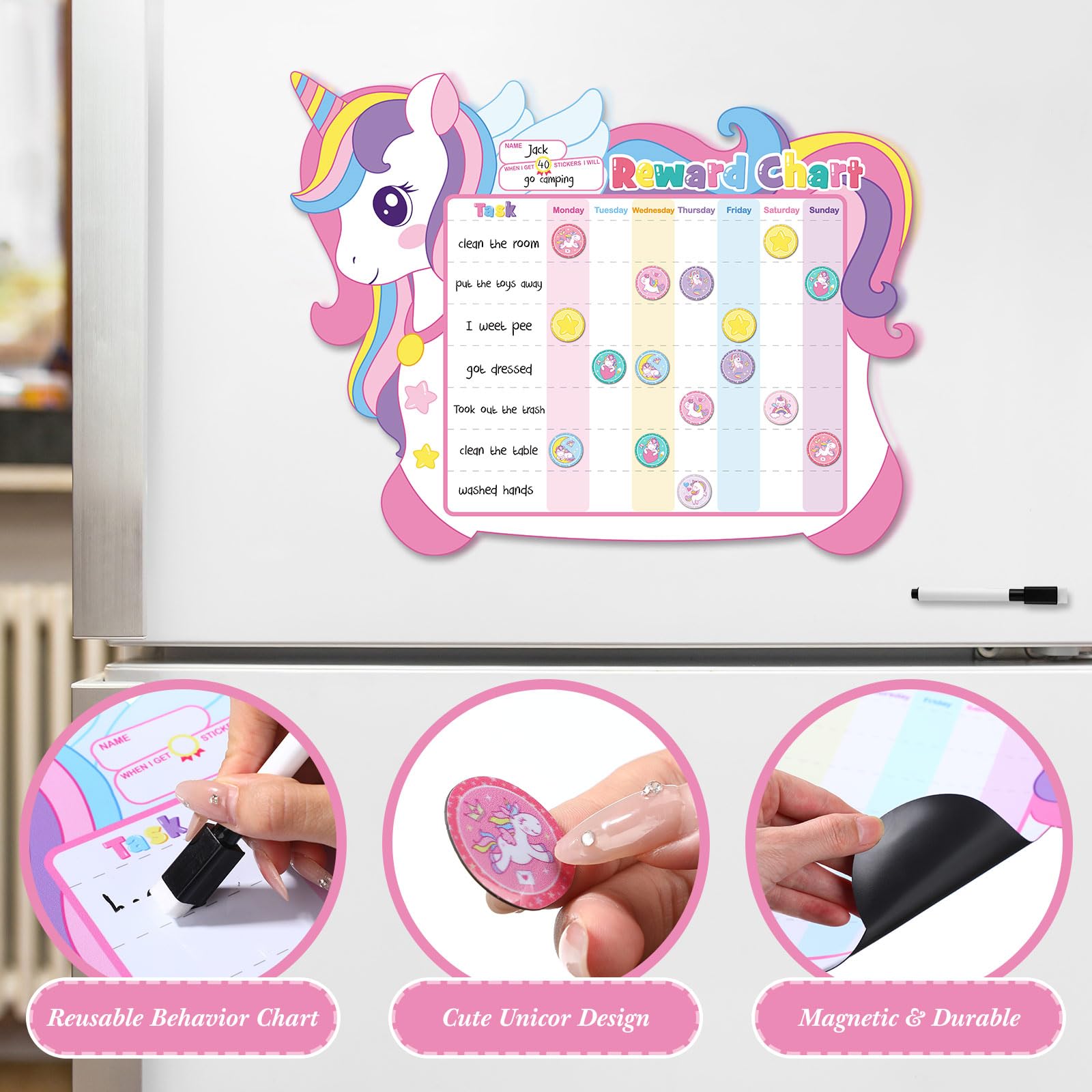 Snapklik.com : Pickmesh Unicorn Reward Chart Magnet Behavior Chore ...