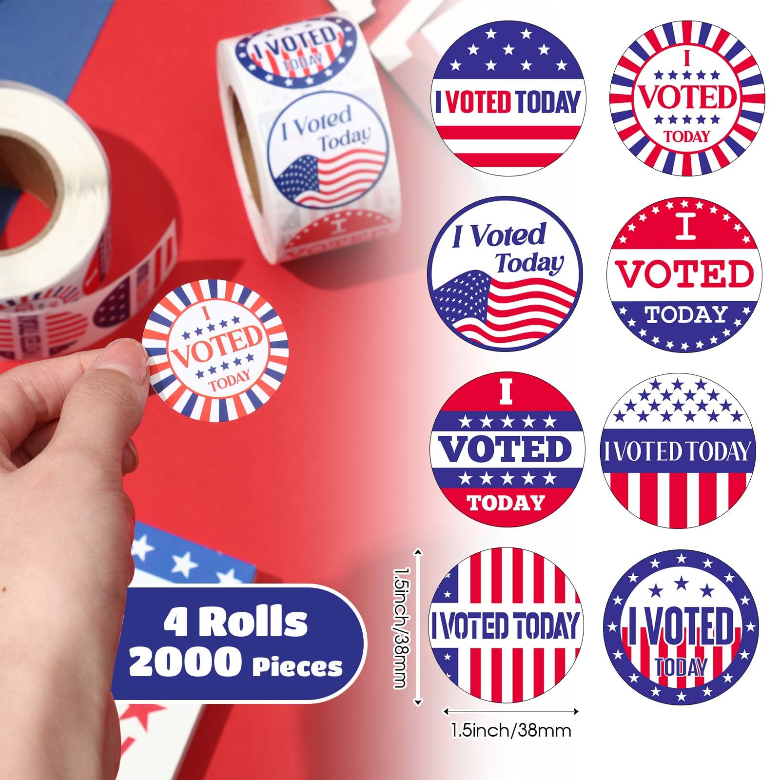 Snapklik.com : Tenceur 2000 Pcs I Voted Today Stickers 1.5 Inch Round ...