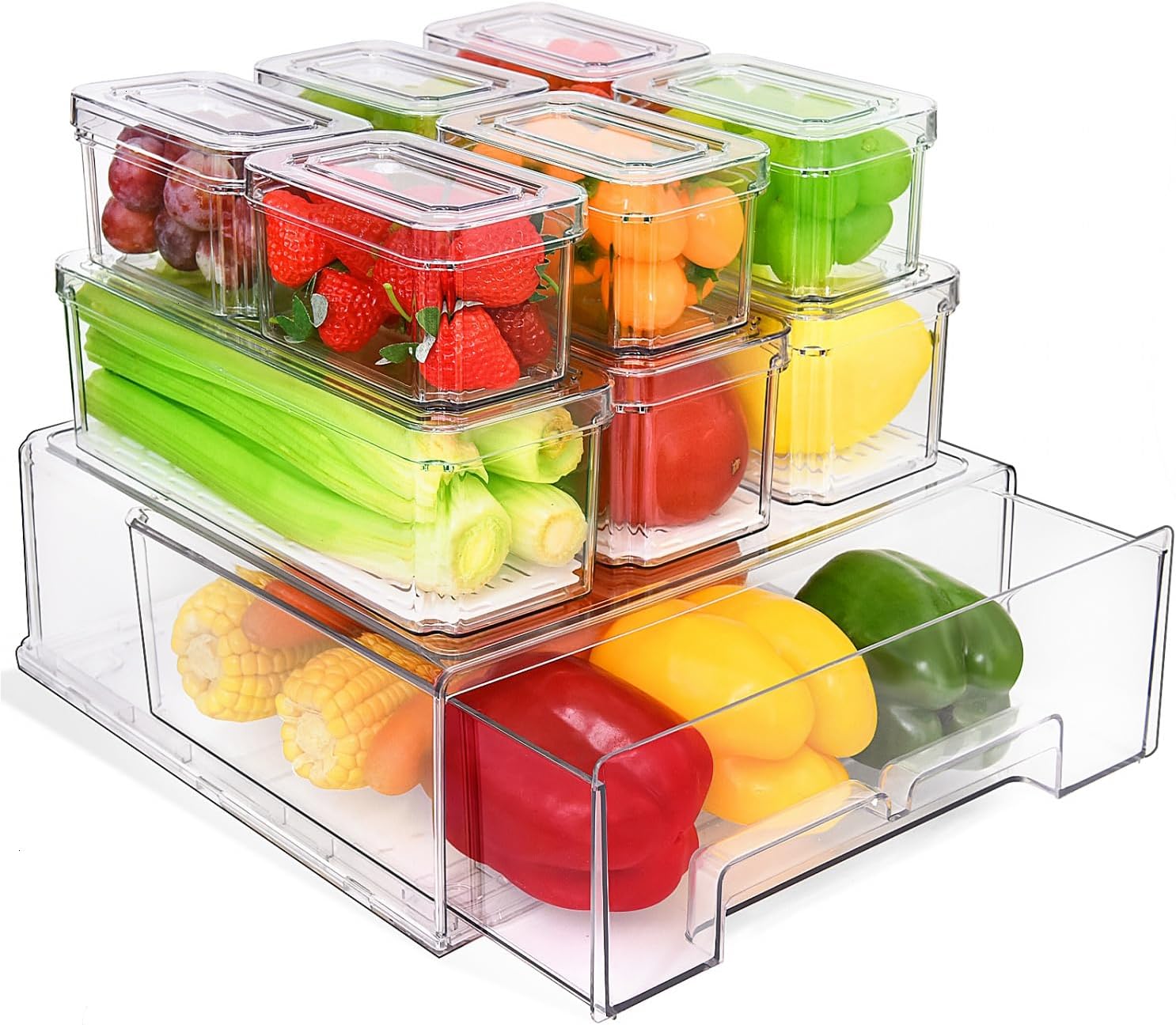 Amazon.com: Pomeat 10 Pack Fridge Organizers and Storage Drawers ...