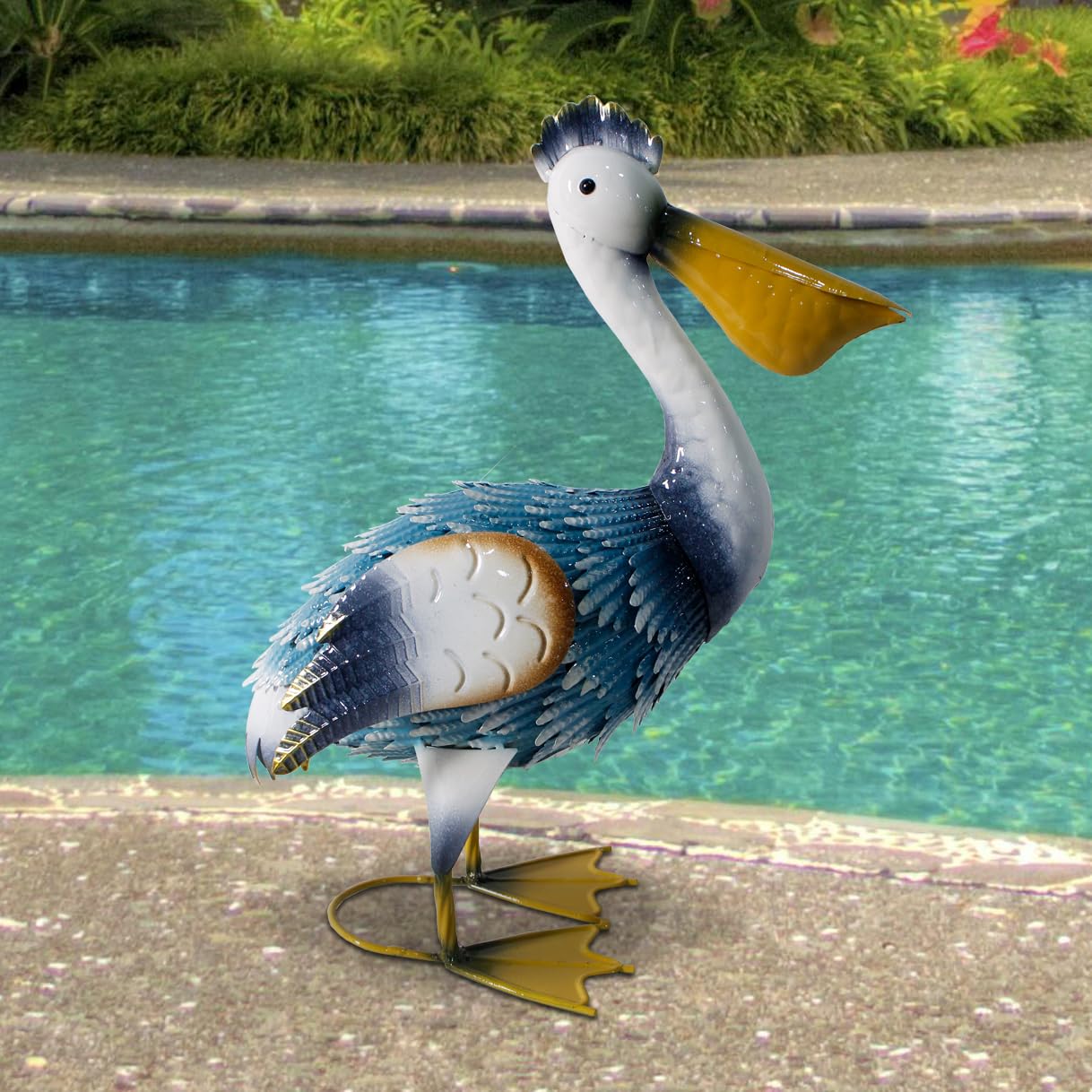 Snapklik.com : 18 Inch Pelican Statue Metal Yard Art, Coastal Ocean ...