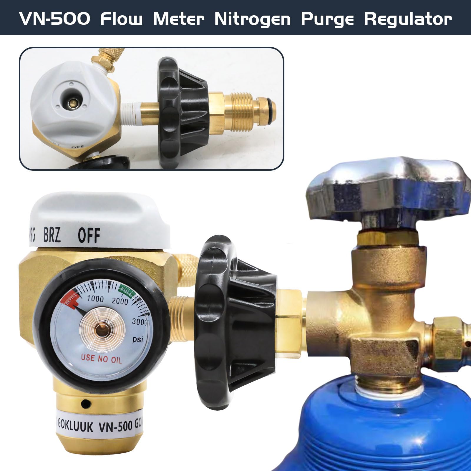 Nitrogen Purge Tool VN-500 Nitrogen Purge Regulator - 500 PSI HVAC ...