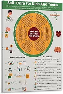 Amazon.com: Wall Art Poster Self-Care For Kids & Teens Poster - Self ...