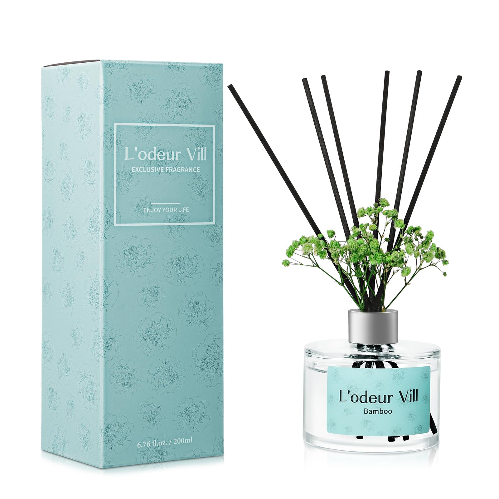 Snapklik.com : Lodeur Vill Reed Diffuser Set, 6.7 Oz(200ml) Bamboo ...