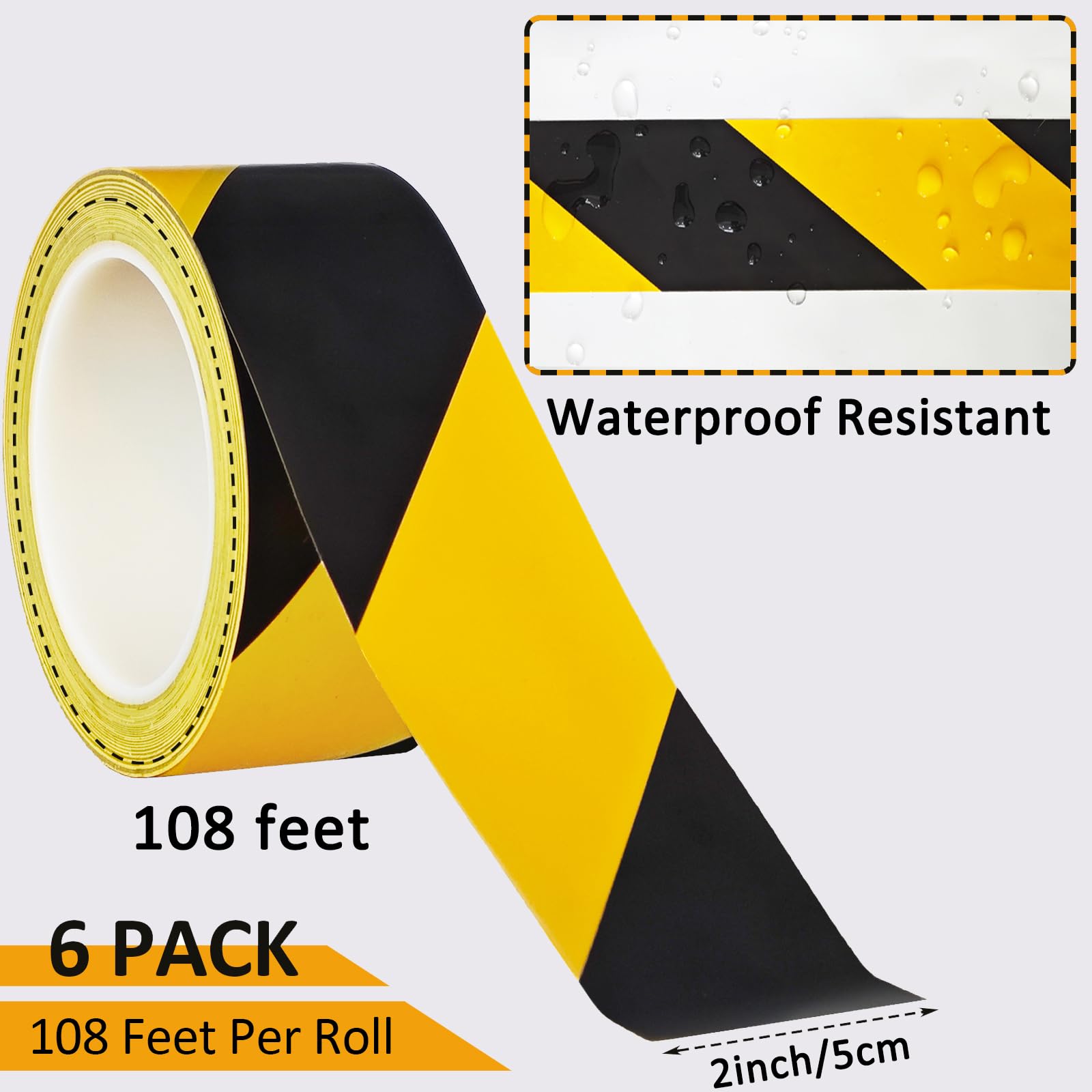 Snapklik.com : Beieverluck 6 Rolls Black & Yellow Caution Tape Roll 2 X ...