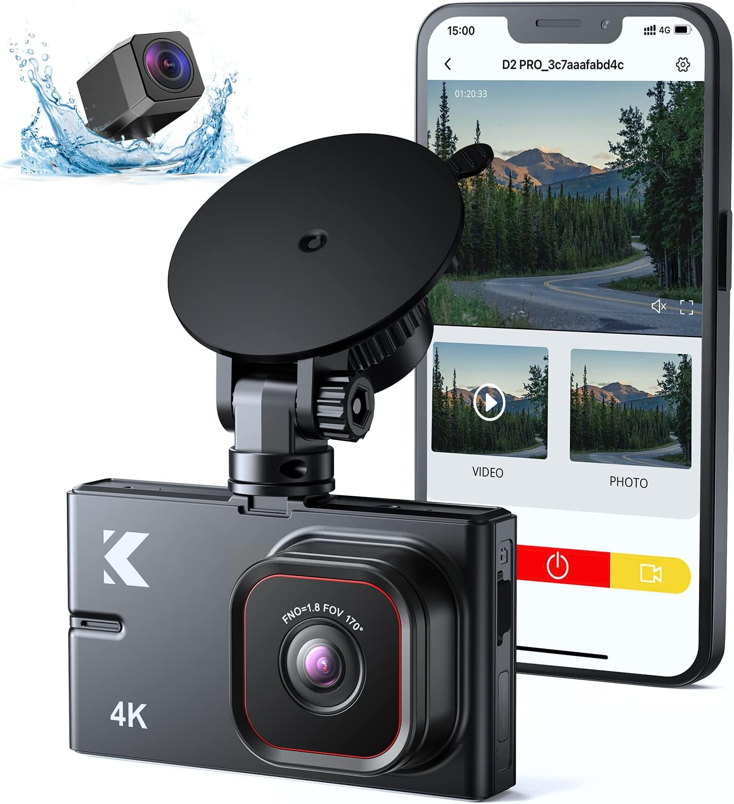 Amazon.com: Kingslim D4PRO Dash Cam Front and Rear - 4K + 2K Dual Car ...