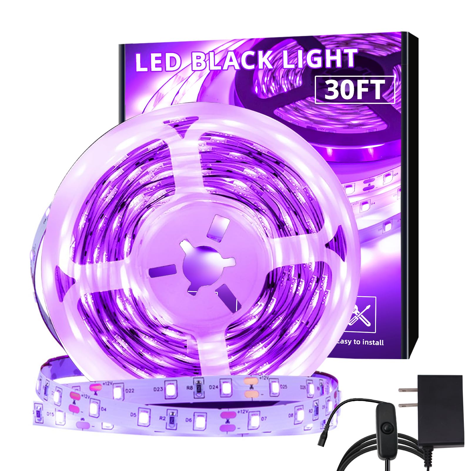 aiinnew LED Black Light Strip Kit, 540 Units Lamp Beads, Non-Waterproof ...