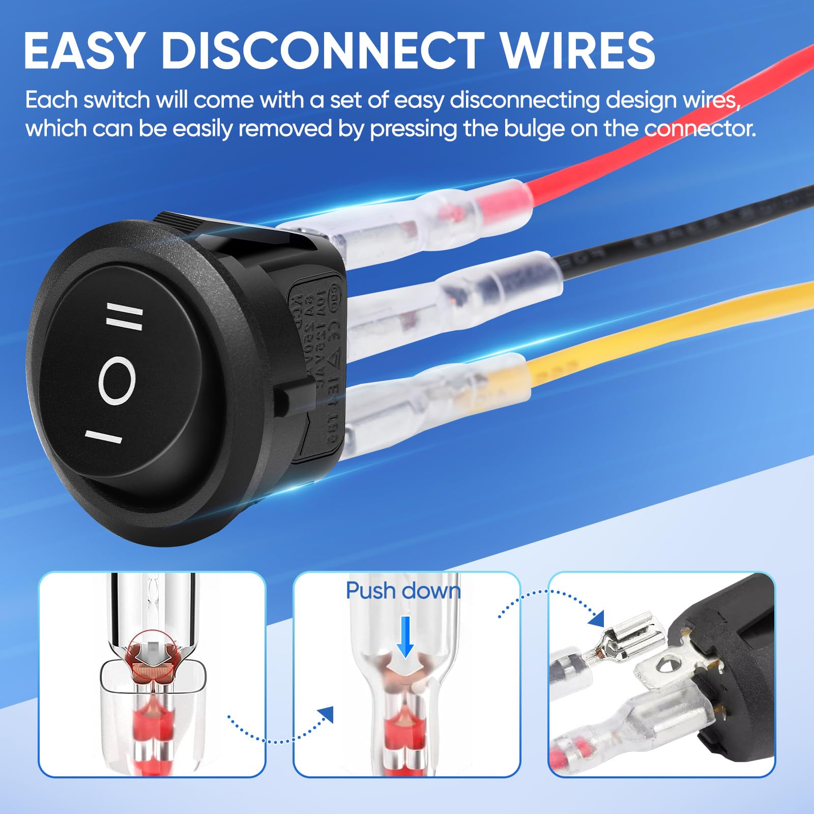 Snapklik.com : XINYIELE 12 Volt 3 Way Round Rocker Switch,3 Position ON ...