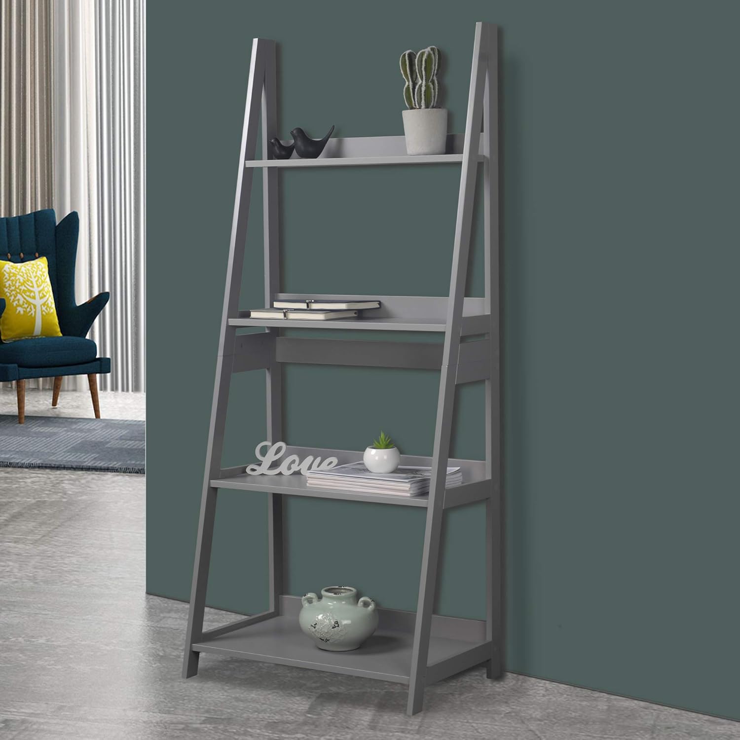 URBNLIVING Modena 4 Tier Wooden Ladder Storage Rack Display Stand ...