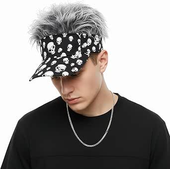Men’s Hip Hop Wig Cap Funny Novelty Wig Skull Hat Wig Hair Visor ...