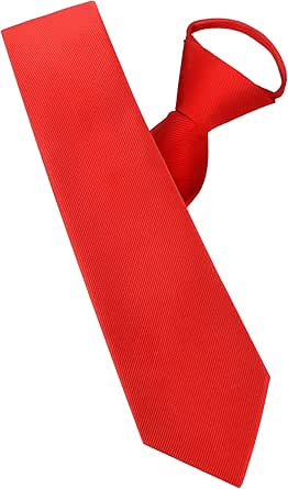 COSICS Men's Red Zipper Tie, 19.7"x2.8" Narrow Pre-Tied Zip Up Necktie 1200 Thread-Count with ...