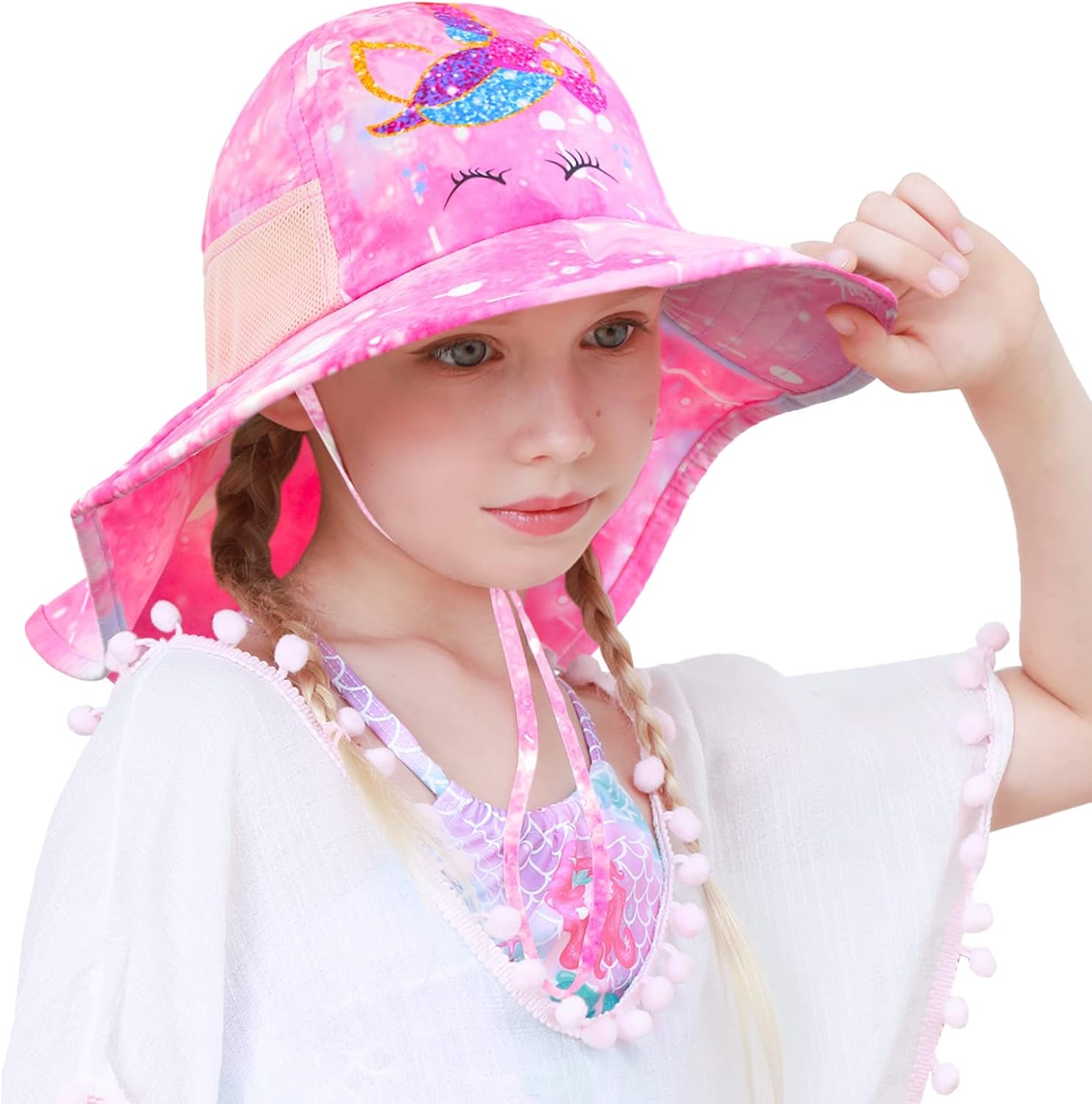 Amazon.com: Sun Hat for Kids Anti-UV Girls Sun Hats Wide Brim UPF 50 ...
