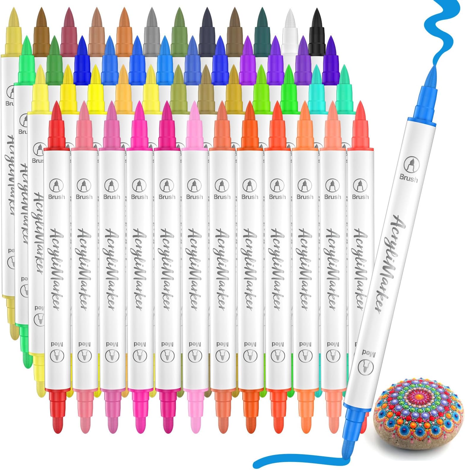 Amazon.com: 48 Colors Paint Pens Paint Markers, Dual Tip Acrylic Paint ...