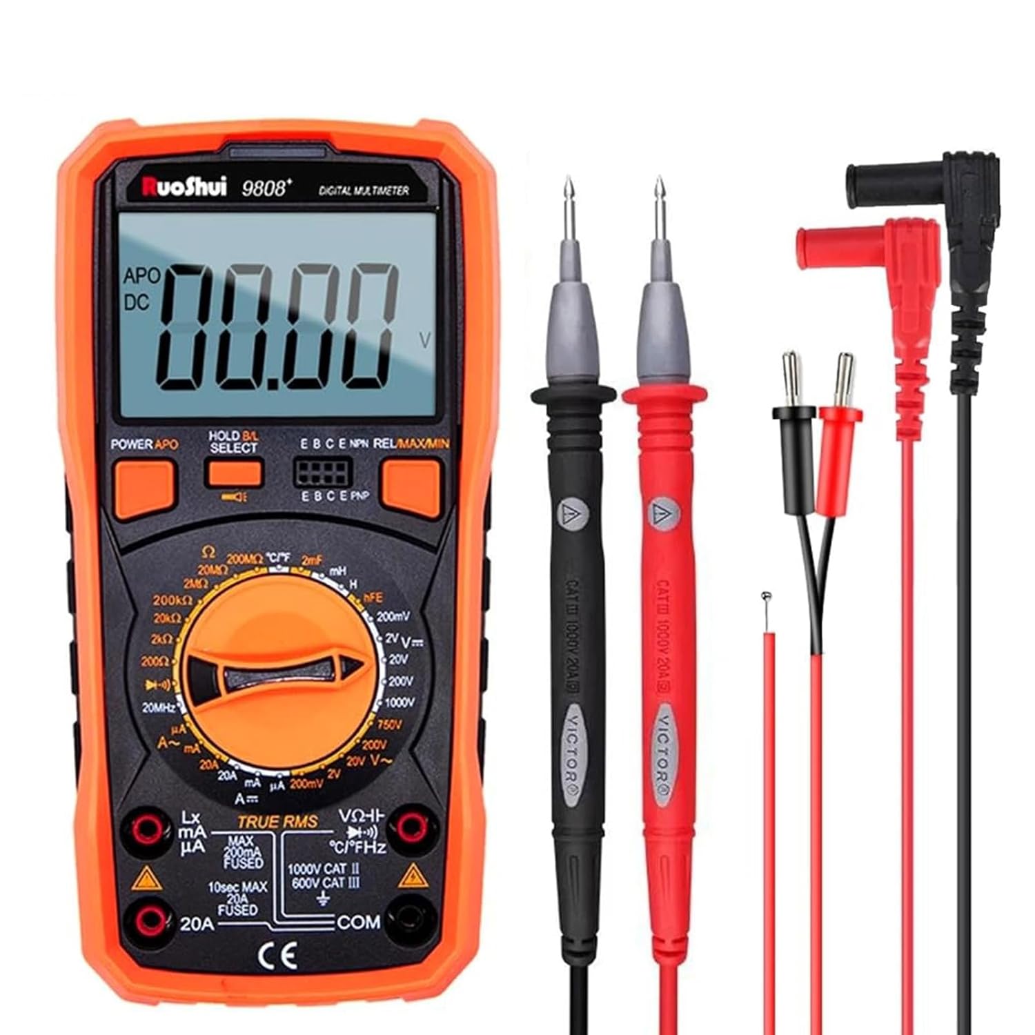 RuoShui 9808+ Digital Capacitor Meter Multimeter 2000uF Capacitance ...