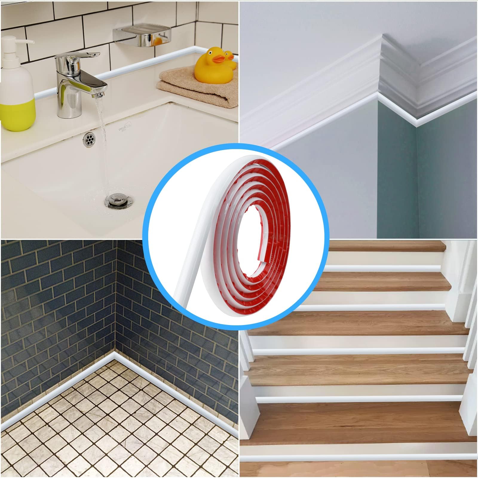 Snapklik.com : Duzzy 9.8FT Flexible Quarter Round Molding Self-Adhesive ...