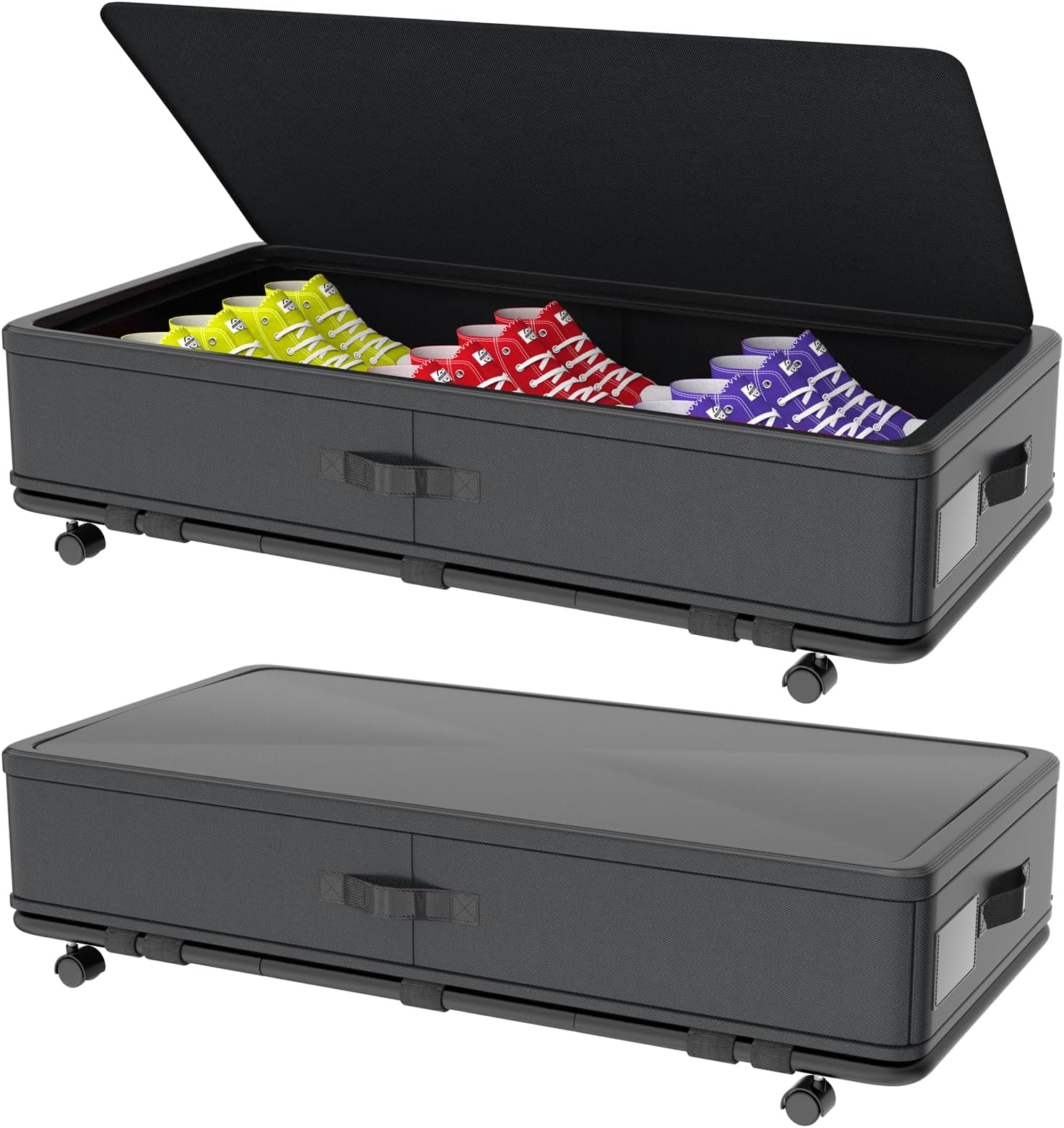 Amazon.com: 2-in-1 Under Bed Storage with Wheels and Lids,50L Capacity ...
