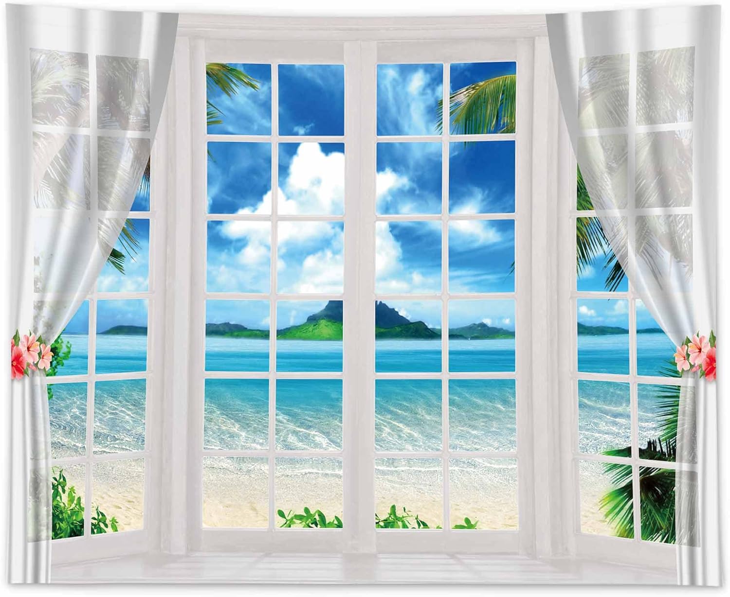 Amazon.com : Allenjoy 10x8ft Summer Beach Window Background Hawaiian ...