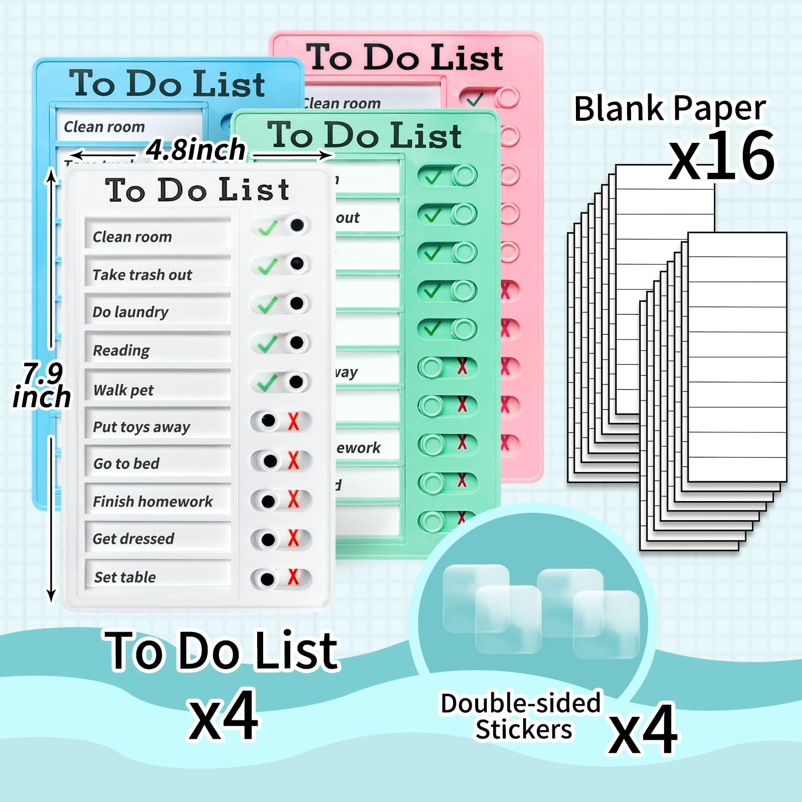 Snapklik.com : 4 Pieces Chore Chart For Kids Multiple Kids - Sliding ...