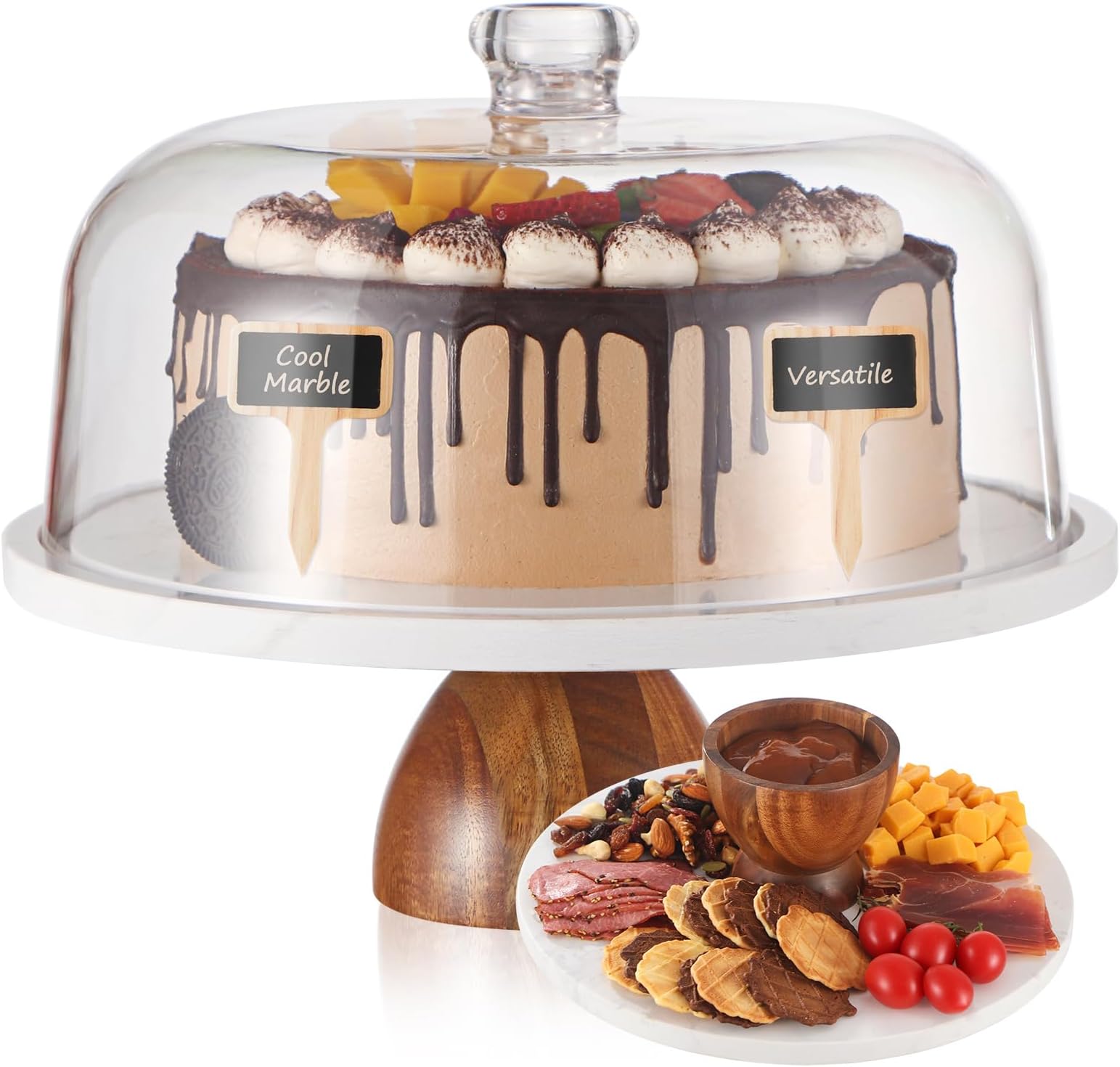 Amazon.com: Menkxi Rectangular Cake Stand with Acrylic Lid 15.4 x 11.4 ...