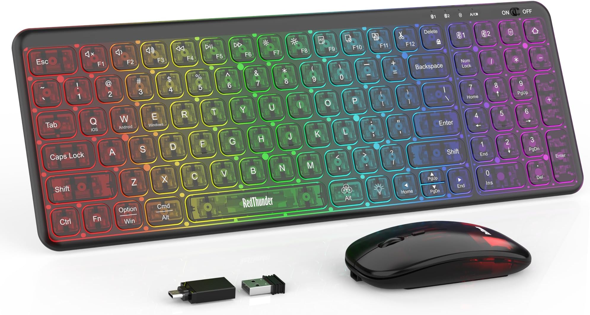 Amazon.com: GEODMAER Wireless Keyboard and Mouse Combo with 7 Colors ...
