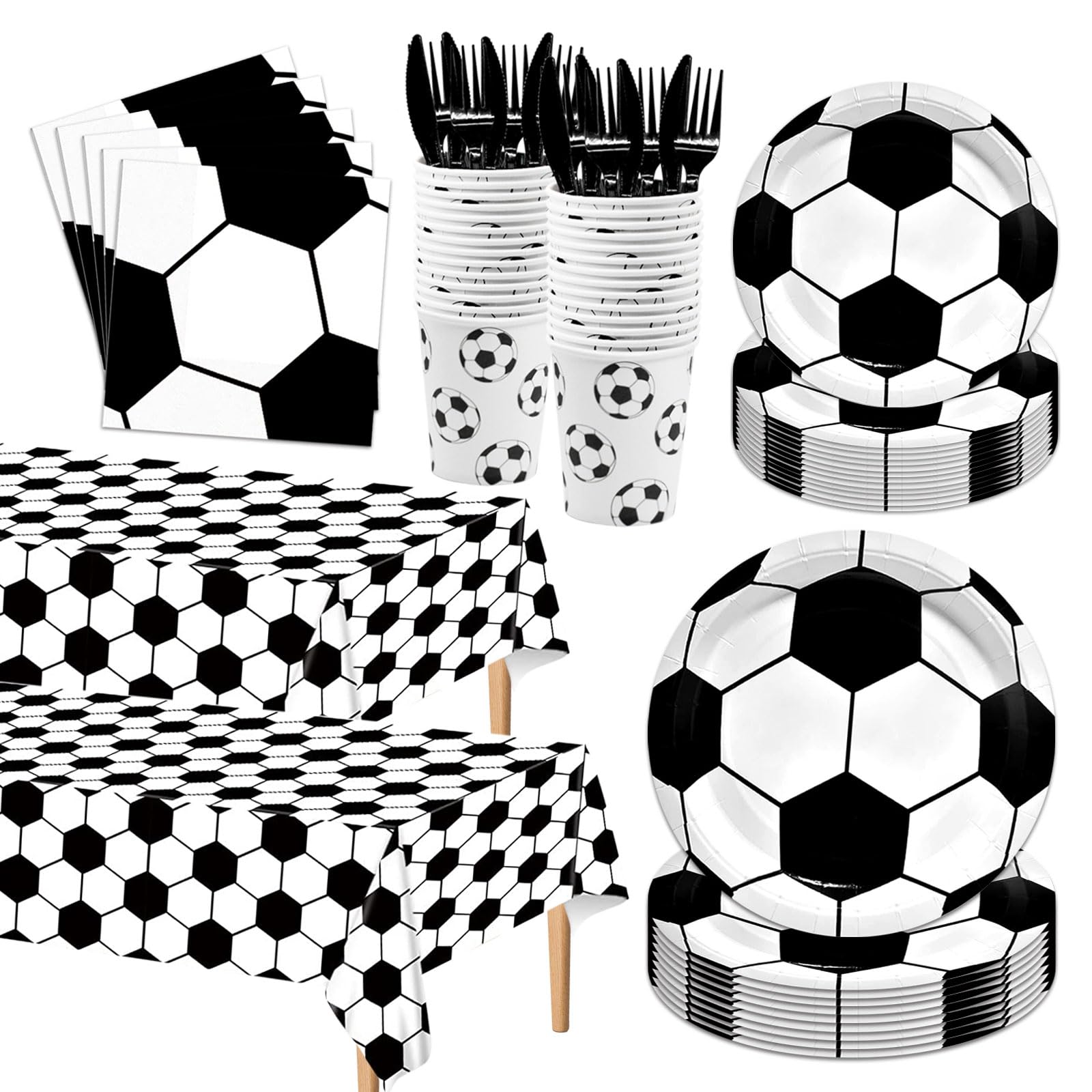 146PCS Soccer Party Tableware Set Soccer Plates and Napkins Party ...