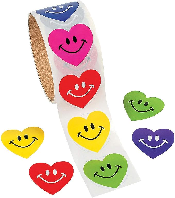 Amazon.com: Heart Smile Face Sticker Roll for Valentine's Day ...