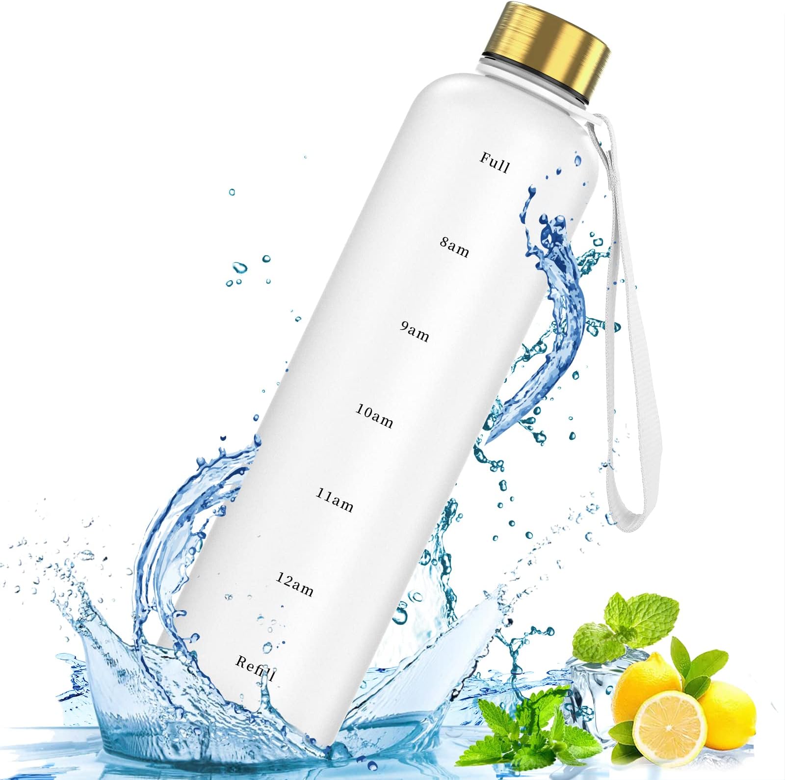 Botella de agua con marcador de tiempo – 1 litro, Botellas de agua reutilizables motivacionales ...