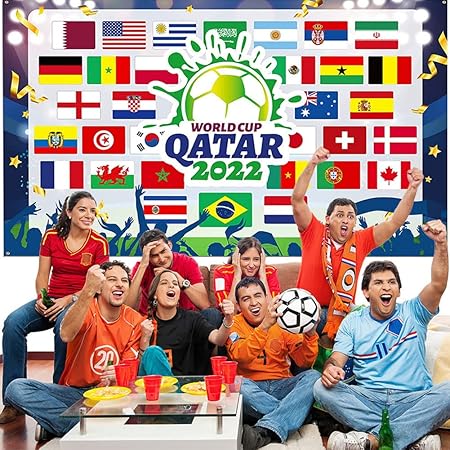 Amazon.com: Soccer World Cup 2022 Bunting Banner, 32 Countries Jersey ...