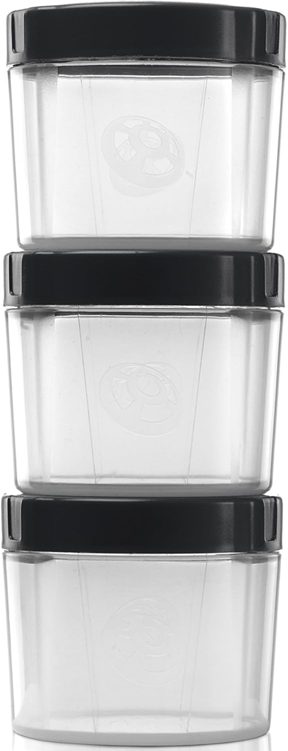 Alpha Designs | Protein Powder Container x3 | Snack Pots with Lids ...