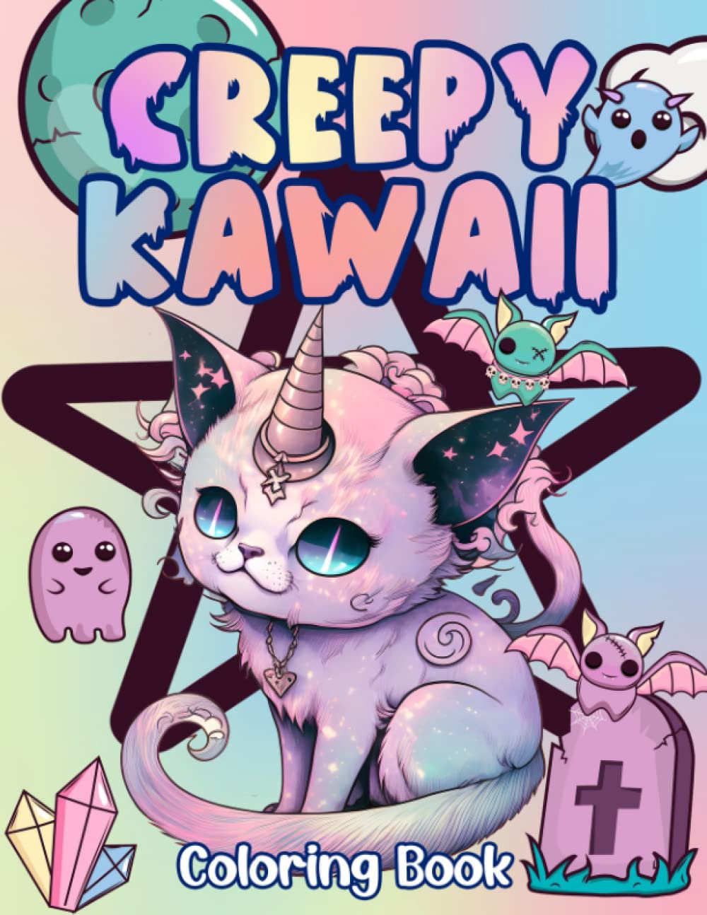 Creepy Kawaii Pastel Goth Coloring Book: Cute Spooky Horror Fantasy ...