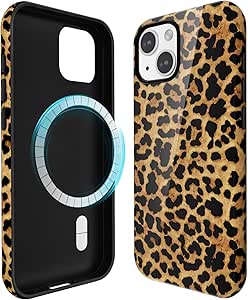 Amazon.com: Svanove for iPhone 14 Plus/ 15 Plus Case Cheetah Print, Leopard Magnetic Phone Case ...